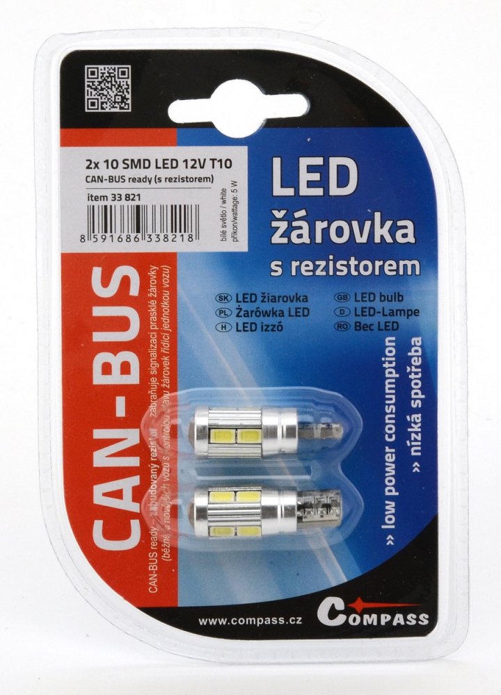 Žárovka 10 SMD LED 3chips 12V T10 CAN-BUS ready bílá 2ks | Bonatrade Žárovka 10 SMD LED 3chips 12V T10 CAN-BUS ready bílá 2ks | Bonatrade
